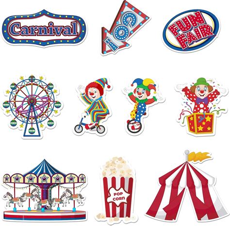 Alibbon 40 Pieces Carnival Cutouts 10 Styles Circus Theme Birthday