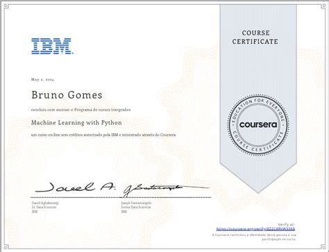 bruno pimenta gomes on linkedin certificado machine learning with