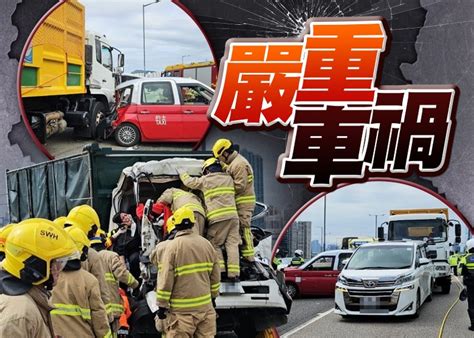 東區走廊4車連環相撞共釀兩傷 貨車女司機受傷被困｜即時新聞｜中港台｜oncc東網