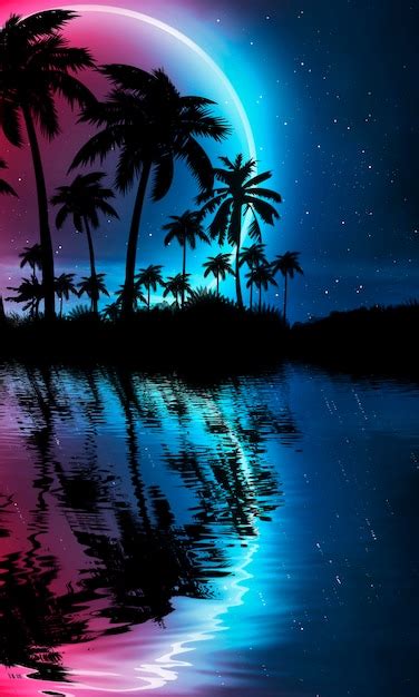 Premium Photo Neon Palm Tree Tropical Leaves