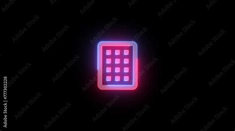 Neon Keyboard 12 Key Icon Blue Red Color Glowing Animated Black