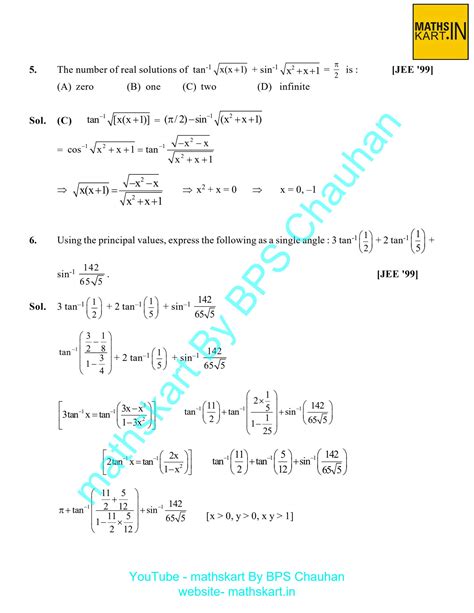 Solution Inverse Trigonometric Function Pyqs Studypool