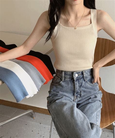 바비블리 베이직 스퀘어넥 슬림 골지 나시 6color