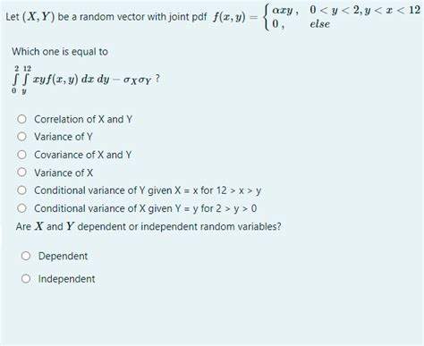 Solved Let Xy Be A Random Vector With Joint Pdf Fx Y