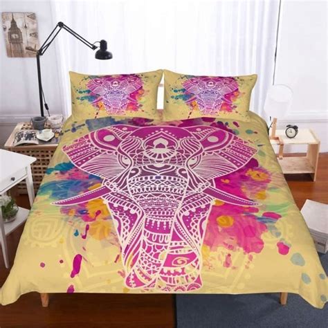 Housse De Couette éléphant De Bohême Parure De Lit Boho à L indienne