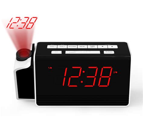 Projection Alarm Clock For Bedroom FM Radio Red LED Display Dimmer