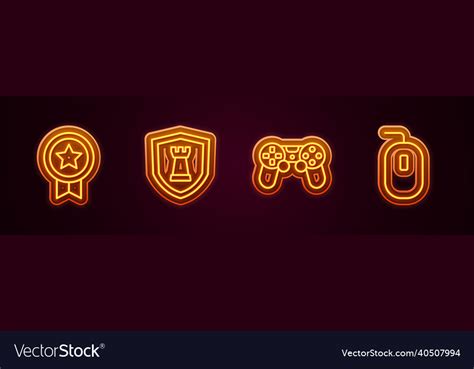 Set Line Game Rating With Medal Chess Shield Vector Image