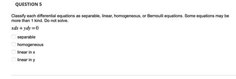 solved classify each differential equations as separable