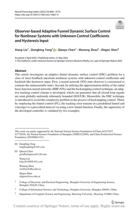 observer based adaptive funnel dynamic surface control for nonlinear
