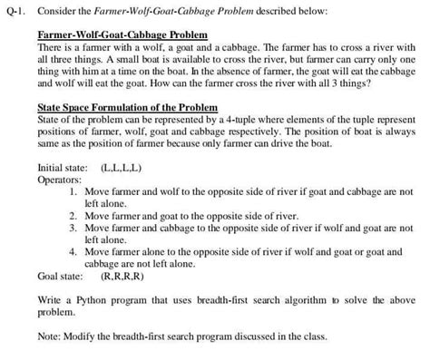 Solved Q 1 Consider The Farmer Wolf Goat Cabbage Problem