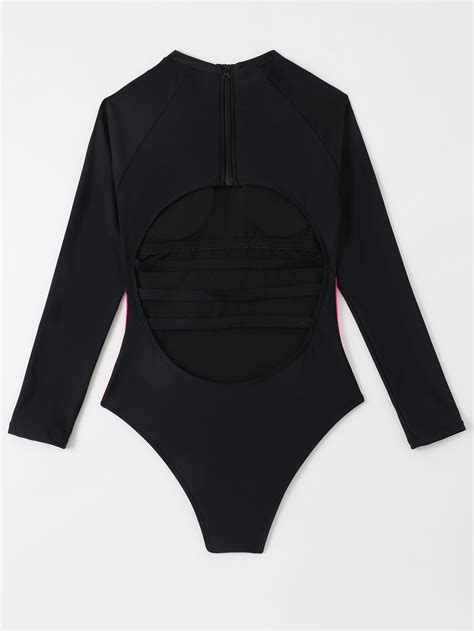One Piece Triangle Long Sleeve Swimsuit