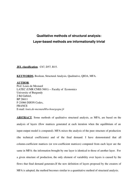 Pdf Qualitative Methods Of Structural Analysis Layer Based Methods