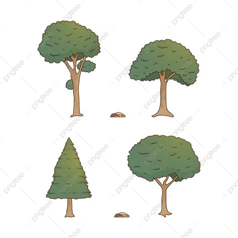 平面風格的樹木插圖集 手工繪製 樹 綠色 清新的向量圖案素材免費下載，png，eps和ai素材下載 Pngtree