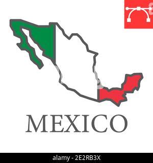 Boceto de la bandera de México con el mapa del país forma sobre fondo
