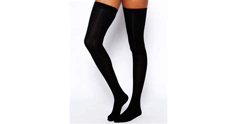 Asos Cotton Thigh High Socks In Black Lyst