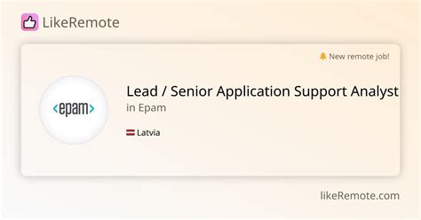 📩 Lead Senior Application Support Analyst At 🏢 Epam 📍remote Job In