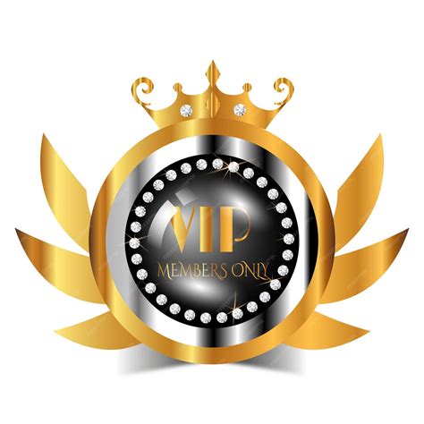 벡터 일러스트레이션의 다이아몬드가 내부에 은색 요소가 있는 골든 Vip 라벨 크라운 프리미엄 벡터