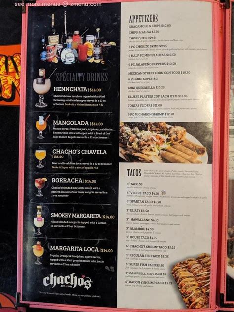 Online Menu Of Chachos Restaurant Restaurant San Jose California