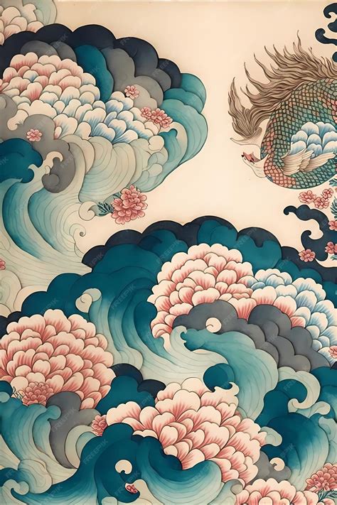 Premium Photo Illustration Of Japanese Art Pattern Background