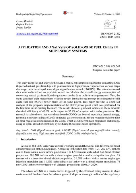 Pdf Application And Analysis Of Solid Oxide Fuel Cells In Ship Energy