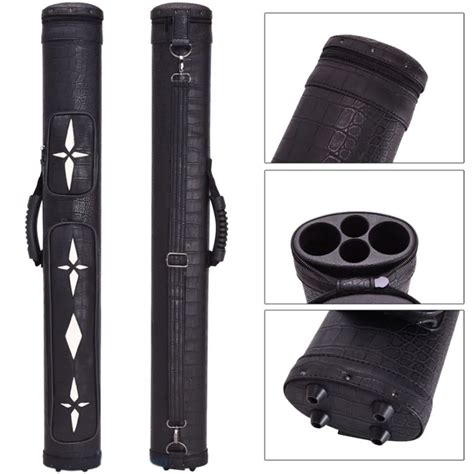 Aliexpress Buy 2 Shafts 2 Butts PU Leather Pool Cues Case Billiards Accessories 4 Holes