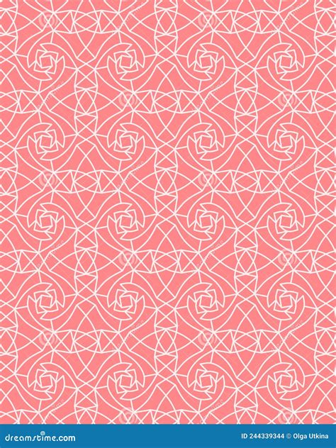 Abstract Geometric Linear Monochrome Textile Print On A Pink Background