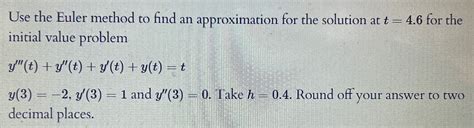 Solved Use The Euler Method To Find An Approximation For The