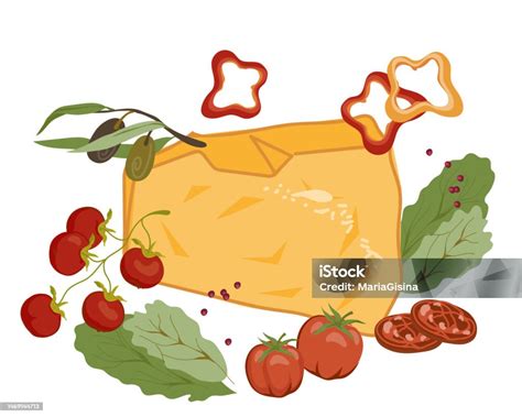 다양한 야채를 곁들인 파르메산 치즈 납작하게 그려진 벡터 그림이 격리되어 있습니다 건강한 식생활에 대한 스톡 벡터 아트 및 기타 이미지 건강한 식생활 그라나 디자인