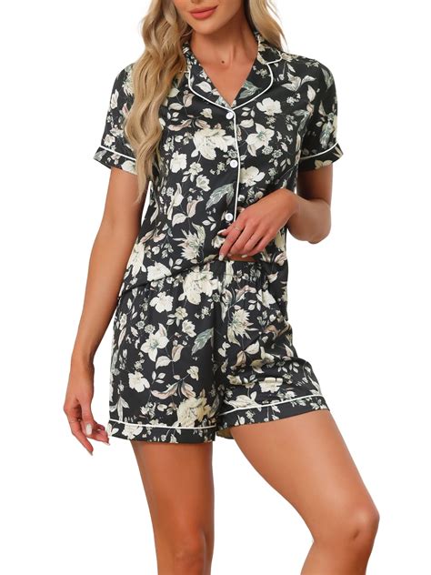 Inspire Chic Womens Loungewear Sleepwear Button Down Shirt With Shorts