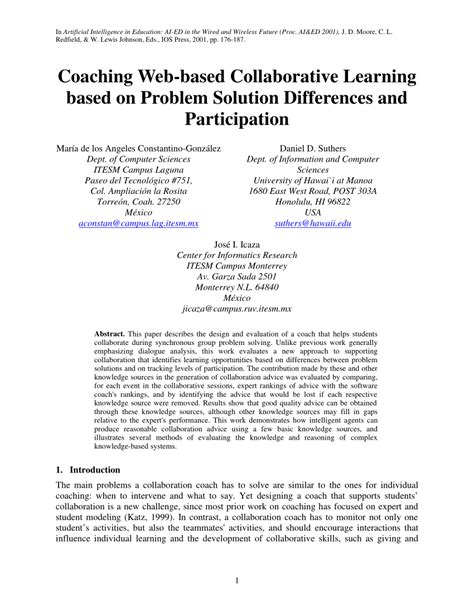 Pdf Coaching Web Based Collaborative Learning Based On Problem Solution Differences And
