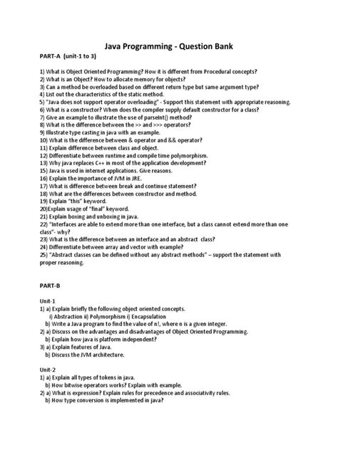 jp questions all units pdf java programming language method