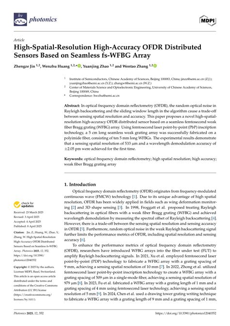 pdf high spatial resolution high accuracy ofdr distributed sensors