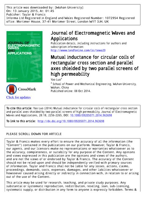 Pdf Mutual Inductance For Circular Coils Of Rectangular Cross Section