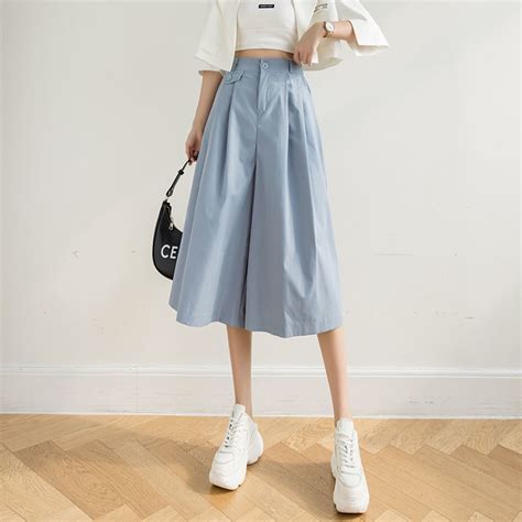 ใหม่ กางเกงขากว้าง เอวสูง ทรงตรง ทรงหลวม เข้ากับทุกการแต่งกาย แฟชั่นฤดูร้อน สไตล์เกาหลี สําหรับ