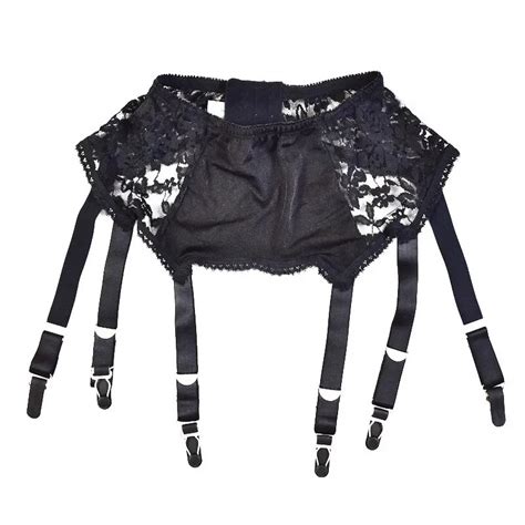 Sexy Sheer Mesh Side Floral Lace Vintage Metals Garter Belt Straps Suspender S XXL