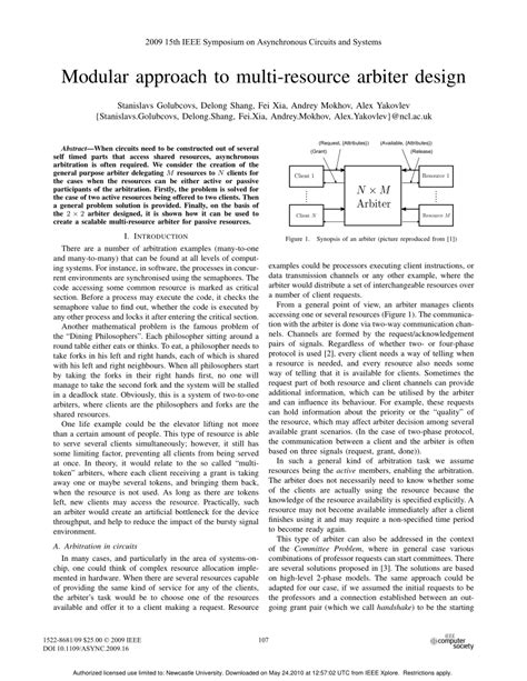 Pdf Modular Approach To Multi Resource Arbiter Design