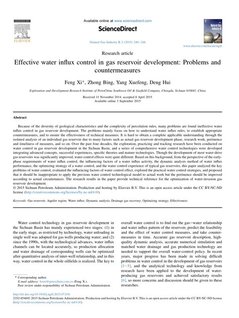 Pdf Effective Water Influx Control In Gas Reservoir Development Problems And Countermeasures