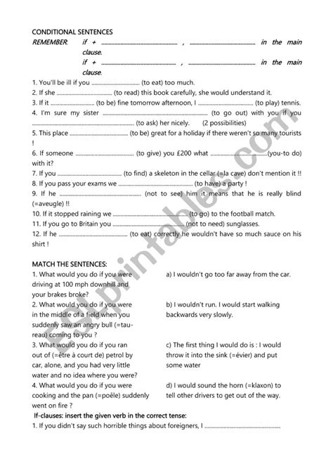 First And Second Conditionals Esl Worksheet By Emmaumi