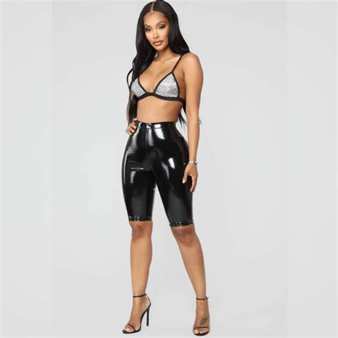 Millie Faux Leather Biker Shorts Black ©beach Bikini