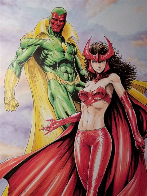 Vision And Scarlet Witch In Jerry Bournes Marvel Comic Art Gallery Room