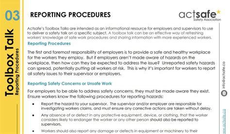 03 Reporting Procedures Actsafe Safety Association