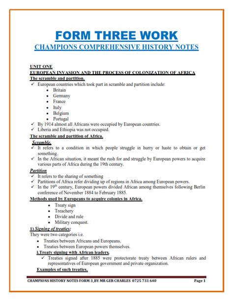 Form 3 Comprehensive History And Government Notes Elimu Cloud Notes