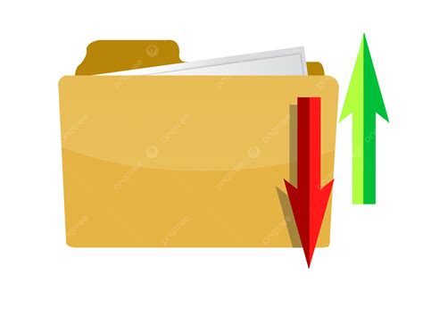 Yellow Computer Folder For Uploading And Downloading On A Paper