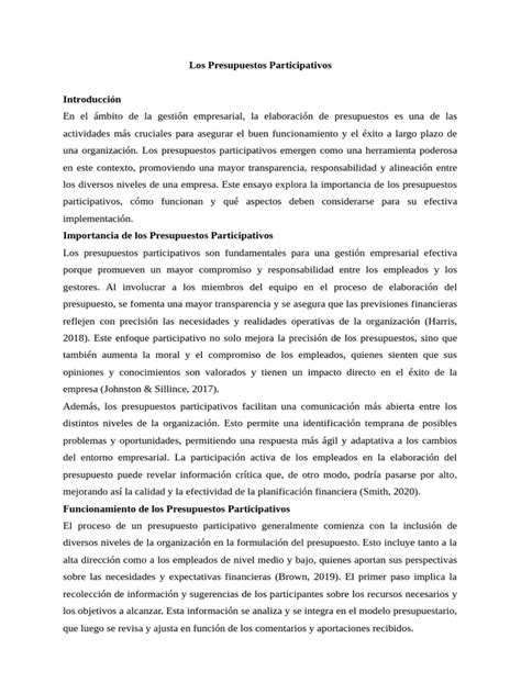 Los Presupuestos Participativos Pdf