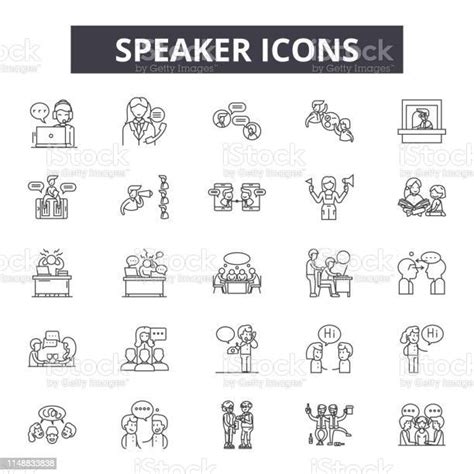 Ikon Garis Speaker Tanda Set Vektor Konsep Linear Ilustrasi Kerangka
