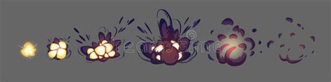 Bomb Explosion Rocket Hit Animation Effect Stock Vector Illustration