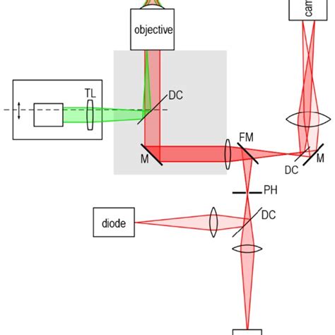 Excitation Green And Detection Red Beam Path Of The Microscope The