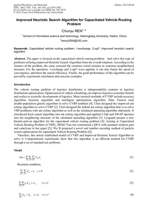 Improved Heuristic Search Algorithm For Capacitated Vehicle Routing