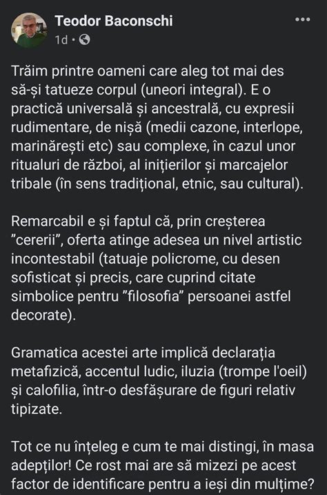 Teodor Baconschi Despre Tatuaje R Romania