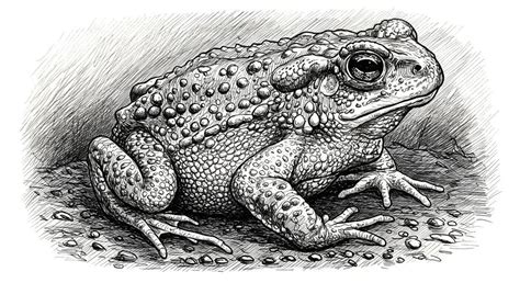 Detailed Pen And Ink Drawing Of A Toad Stock Illustration